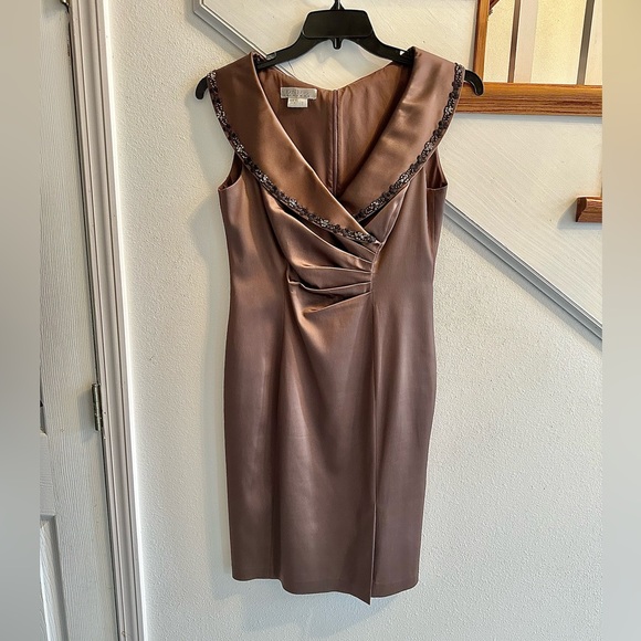 Kay Unger | Dresses | Kay Unger Satin Sequin Dress Runway Item Size 8 ...